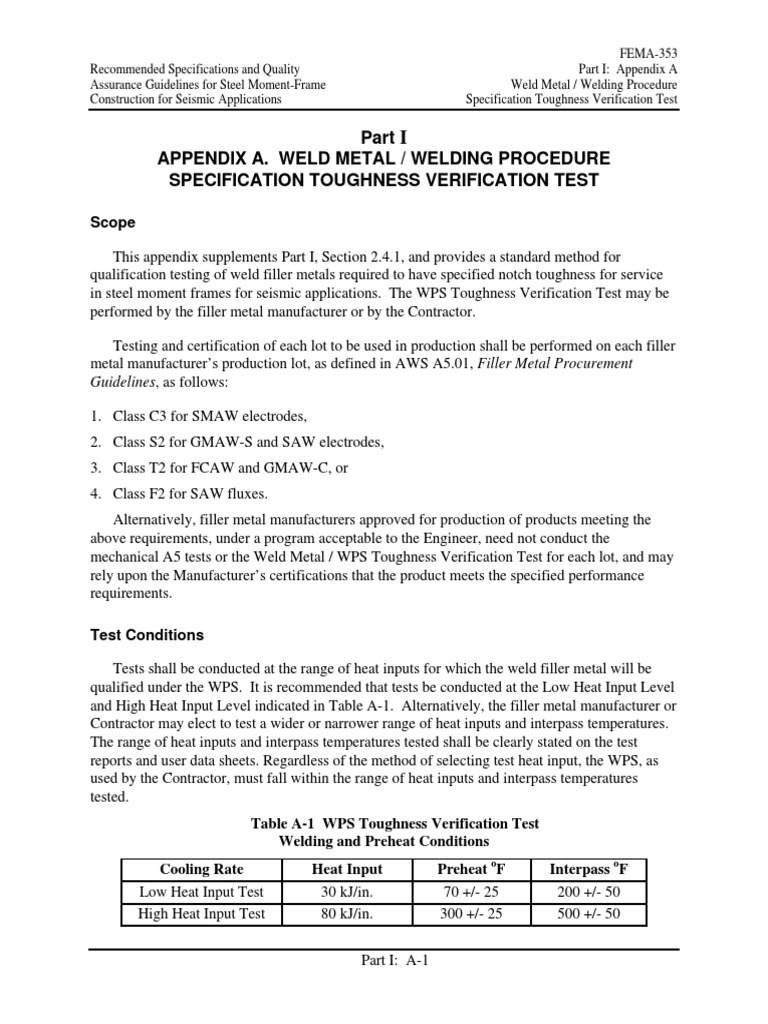 Appendix A. Weld Metal / Welding Procedure Specification Toughness ...