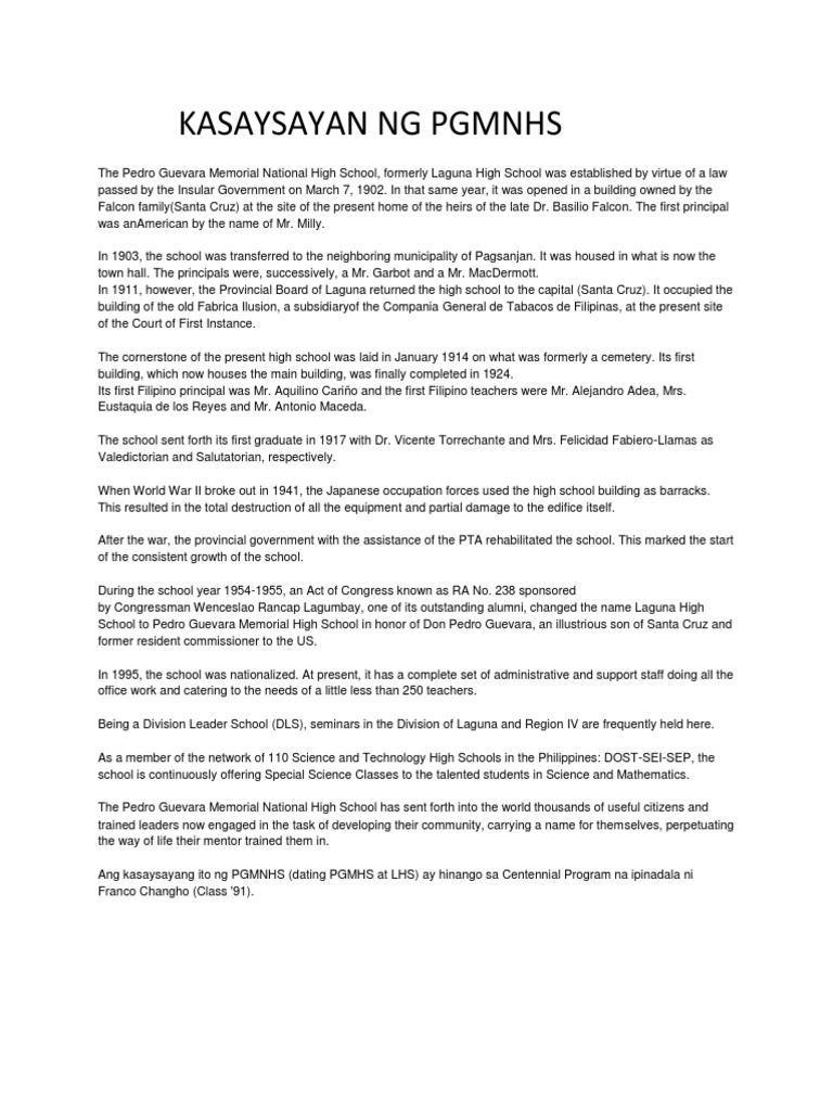 Kasaysayan NG Pgmnhs | Download Free PDF | Philippines