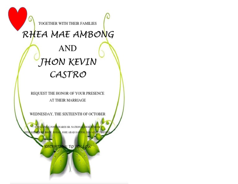 Rhea Mae Ambong AND Jhon Kevin Castro: Together With Their Families | PDF