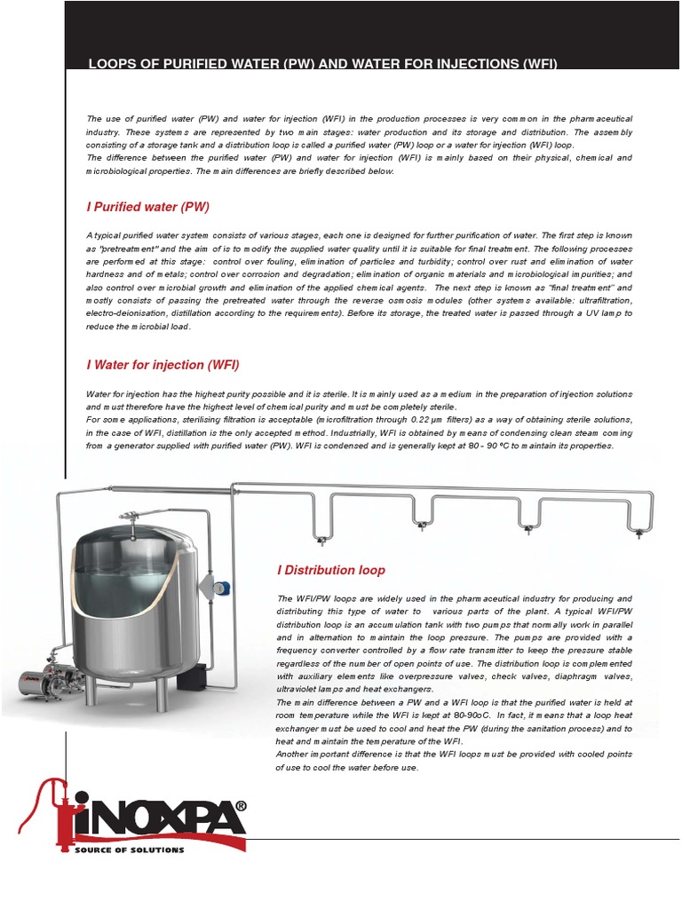 PW vs WFI Loop Systems in Pharma | PDF | Purified Water | Water ...