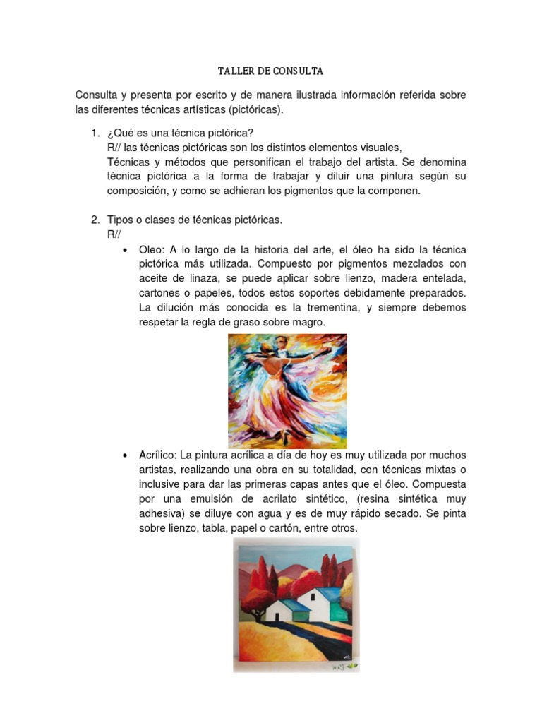 Técnicas Pictóricas: Tipos y Materiales | PDF | Pintura al óleo | Artes ...