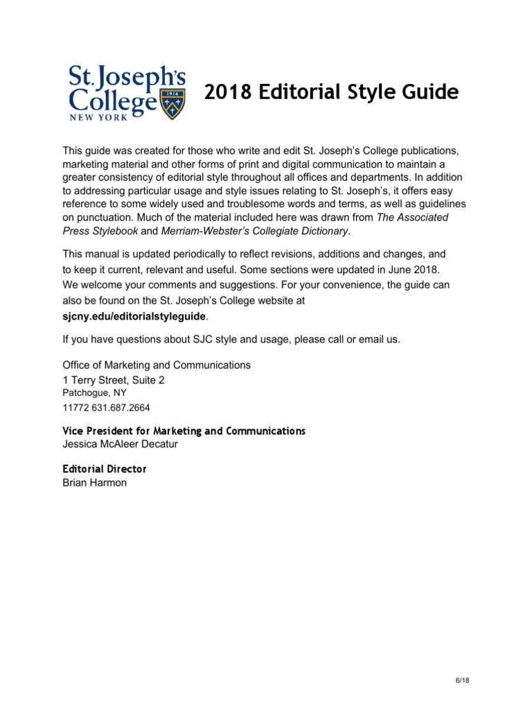 Editorial Style Guide | PDF | Plural | Comma