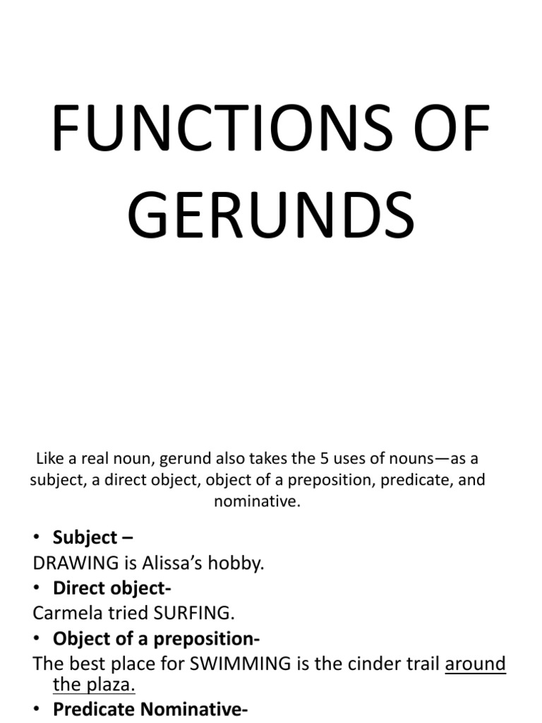 Functions of Gerunds | PDF
