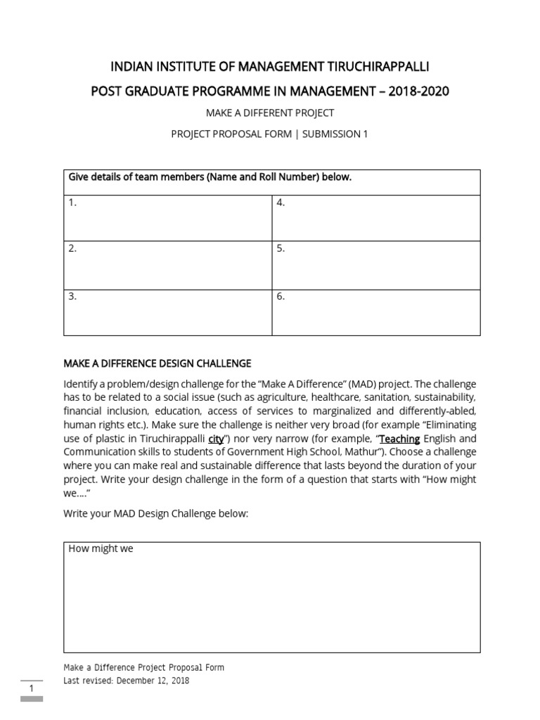 MAD - Proposal Details - Submission 1 | PDF