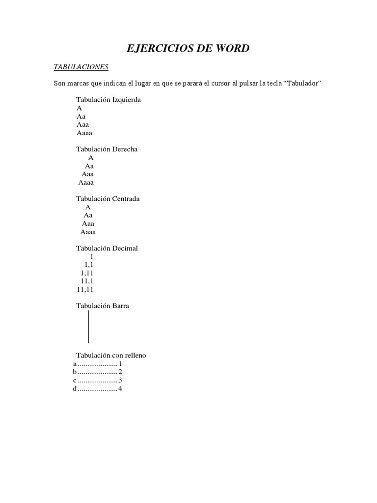 Ejercicio de Tabulaciones | PDF