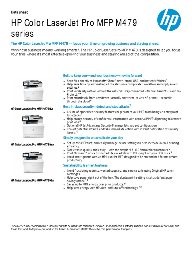 HP Color Laserjet Pro MFP M479 Series | PDF | Image Scanner | Printer ...