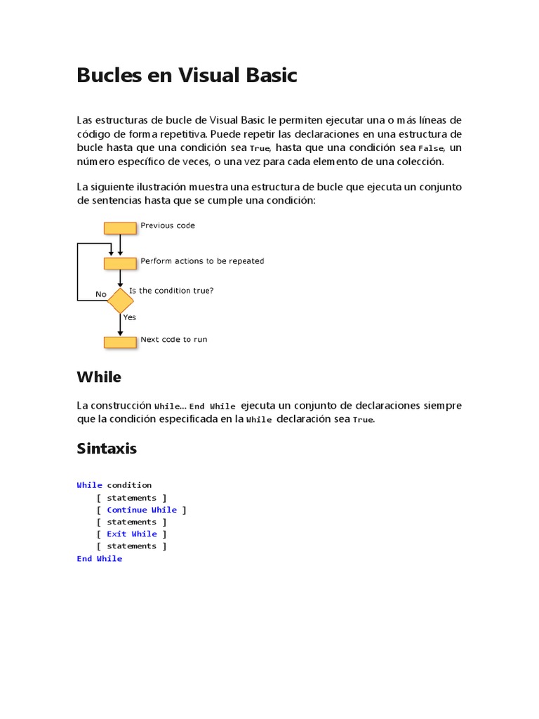 Bucles en Visual Basic | PDF | Básico | Flujo de control