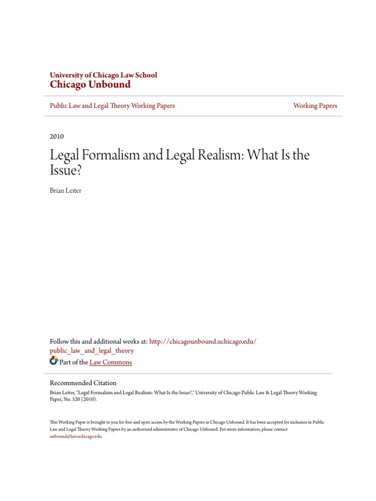 Legal Formalism and Legal Realism - What Is The Issue - by Brian Leiter ...