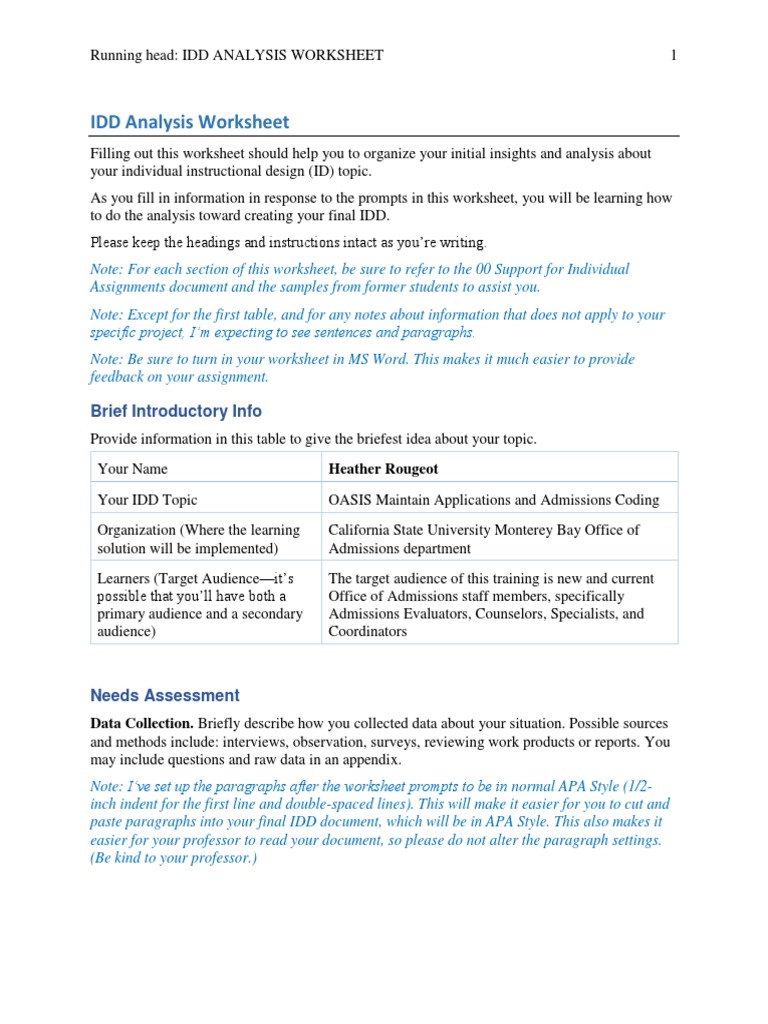 Ist-522 Idd Analysis Worksheet | PDF | Expert | Learning