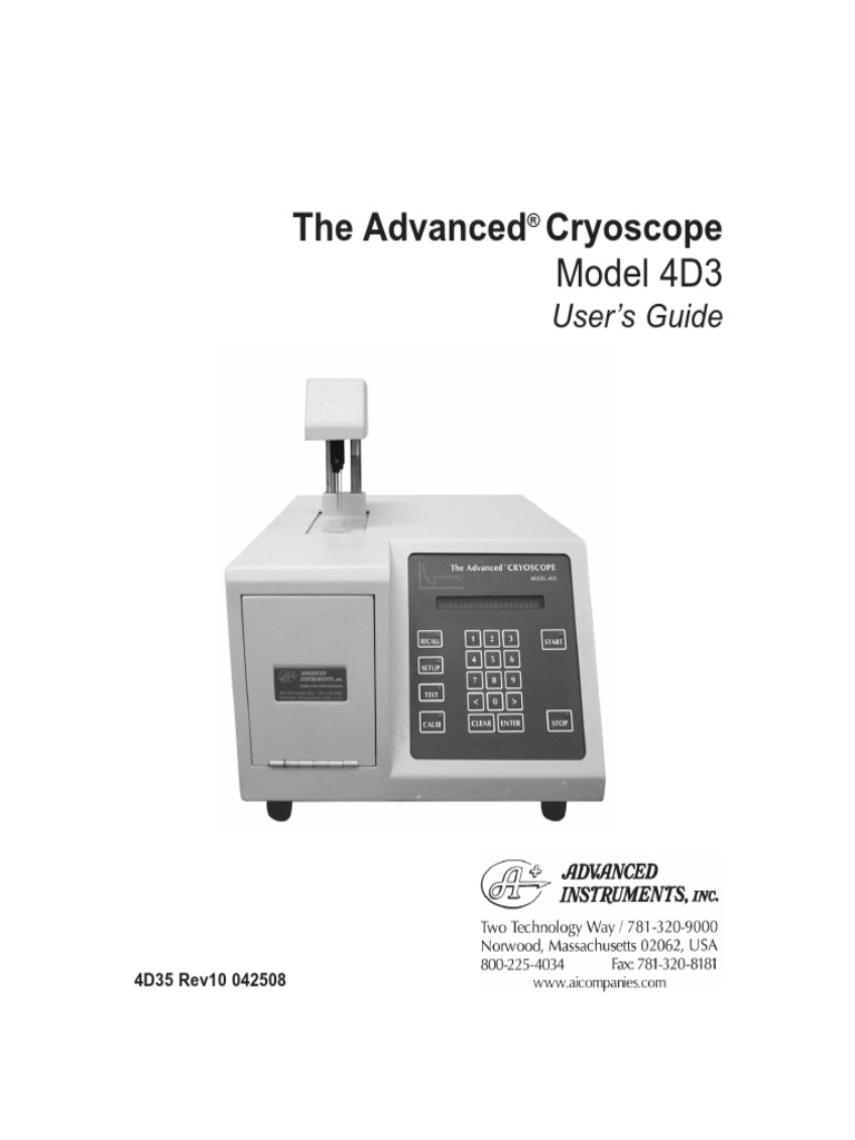 The Avanced CRYOSCOPE 4D3 | PDF | Melting Point | Freezing