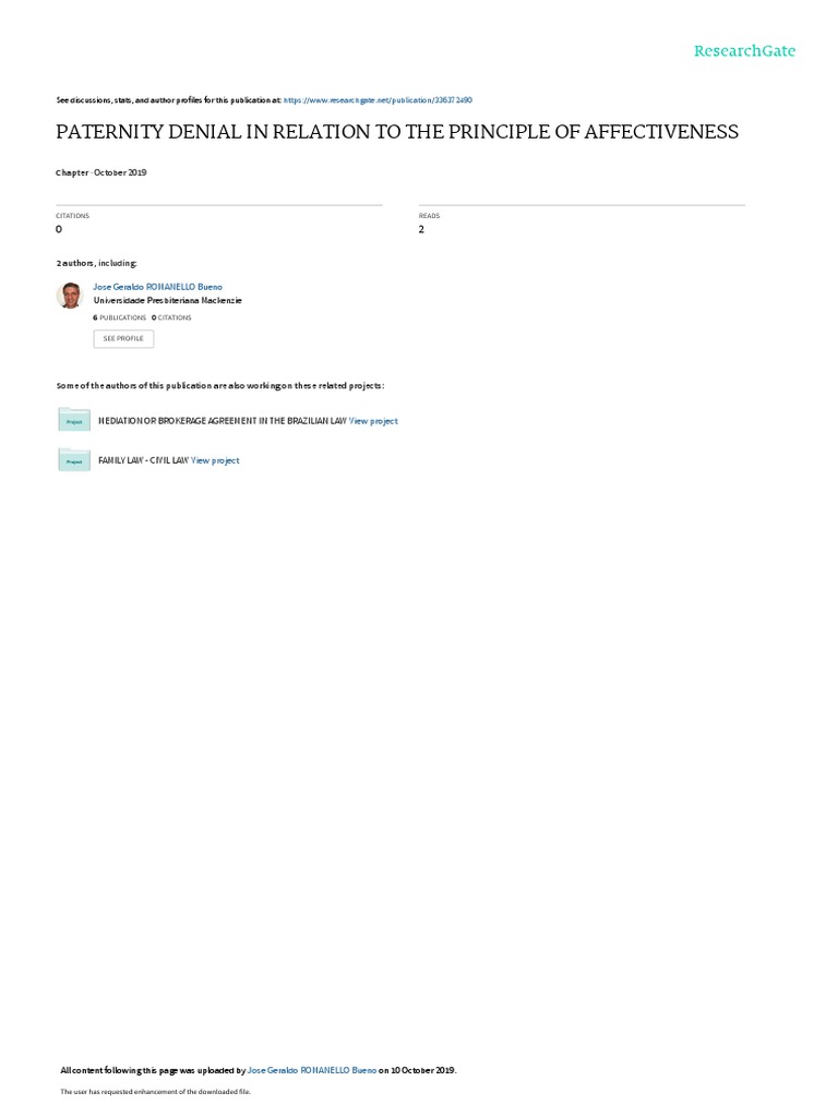 Paternity Denial in Relation To The Principle of Affectiveness | PDF