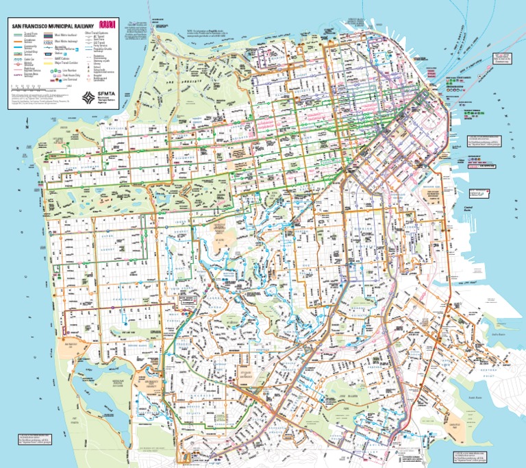 USA SF MuniSystemMap PDF | PDF | San Francisco Bay Area | Rapid Transit