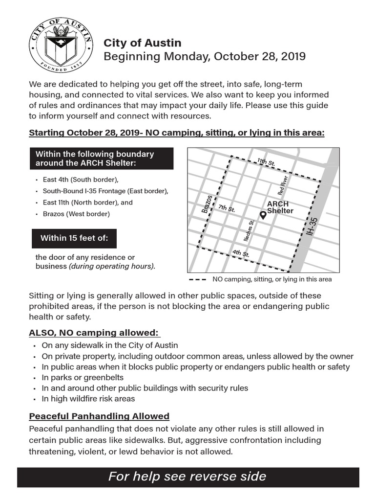 COA - Homelessness Ordinance Handout | PDF | Homelessness | Mental Health