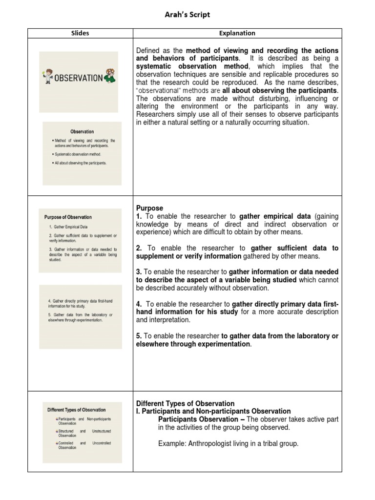 Observational Research Methods: An Overview of Systematic Observation ...