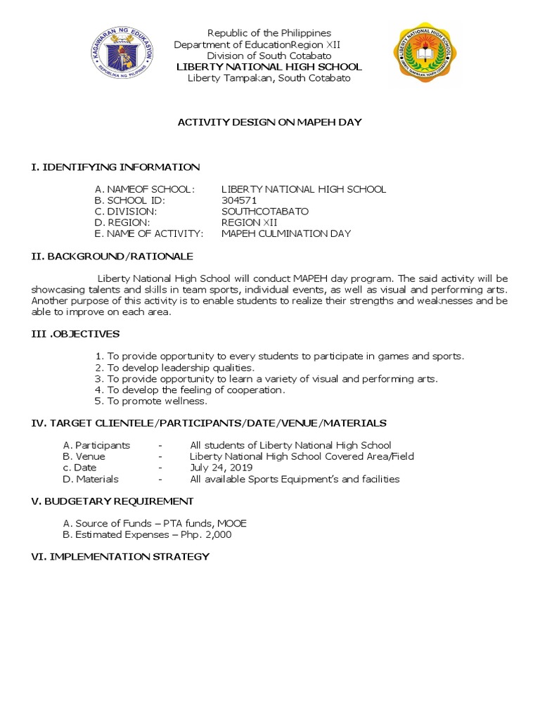 Activity Design Mapeh | PDF | Sports | Leisure