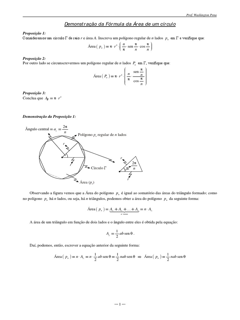 Fórmula Da Área de Um Círculo | PDF | Pi | Triângulo