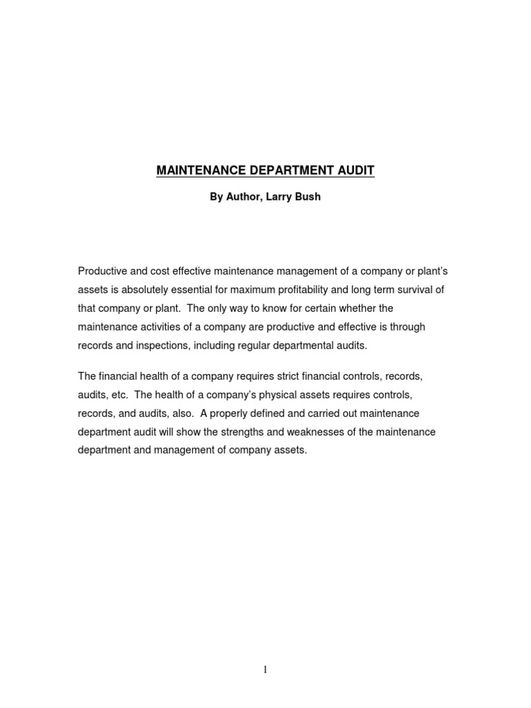 Maintenance Audit Sample | Download Free PDF | Audit | Business