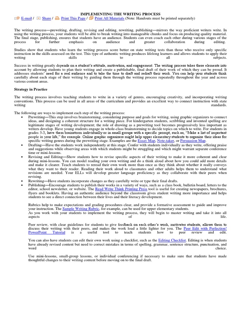 Implementing The Writing Process | PDF | Pedagogy | Communication