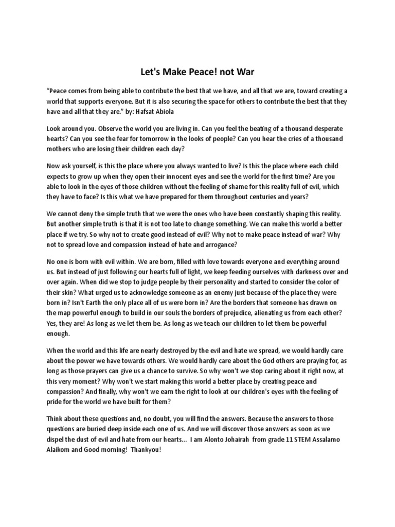 Speech About Peace | PDF