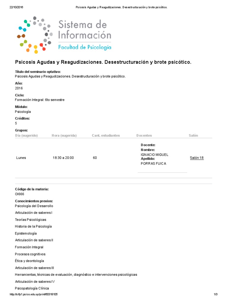 Psicosis Agudas y Desestructuración | PDF | Psicosis | Esquizofrenia