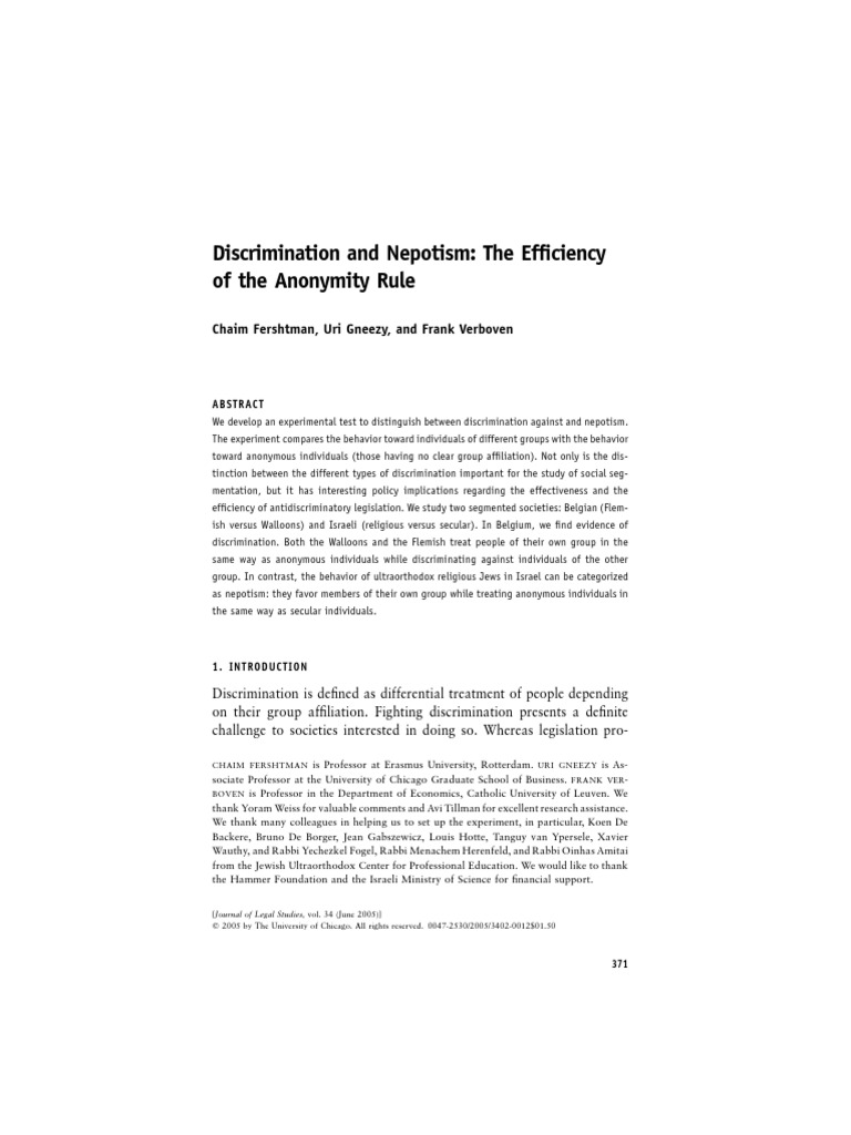 Discrimination Journal | PDF | Haredi Judaism | Belgium