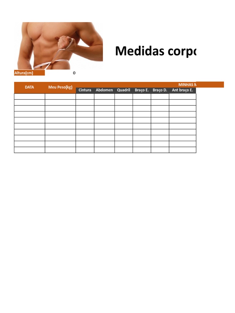 Tabela para Acompanhamento de Medidas Corporais | PDF Tabela para Acompanhamento de Medidas Corporais | PDF