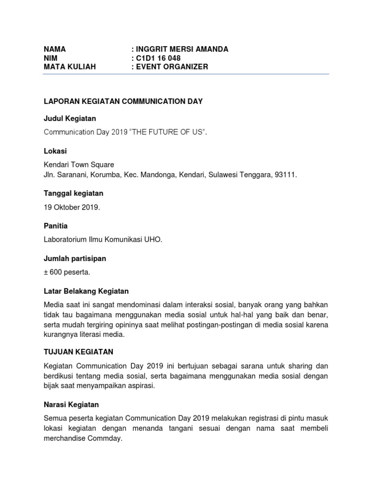 Contoh Laporan Kegiatan Event | PDF