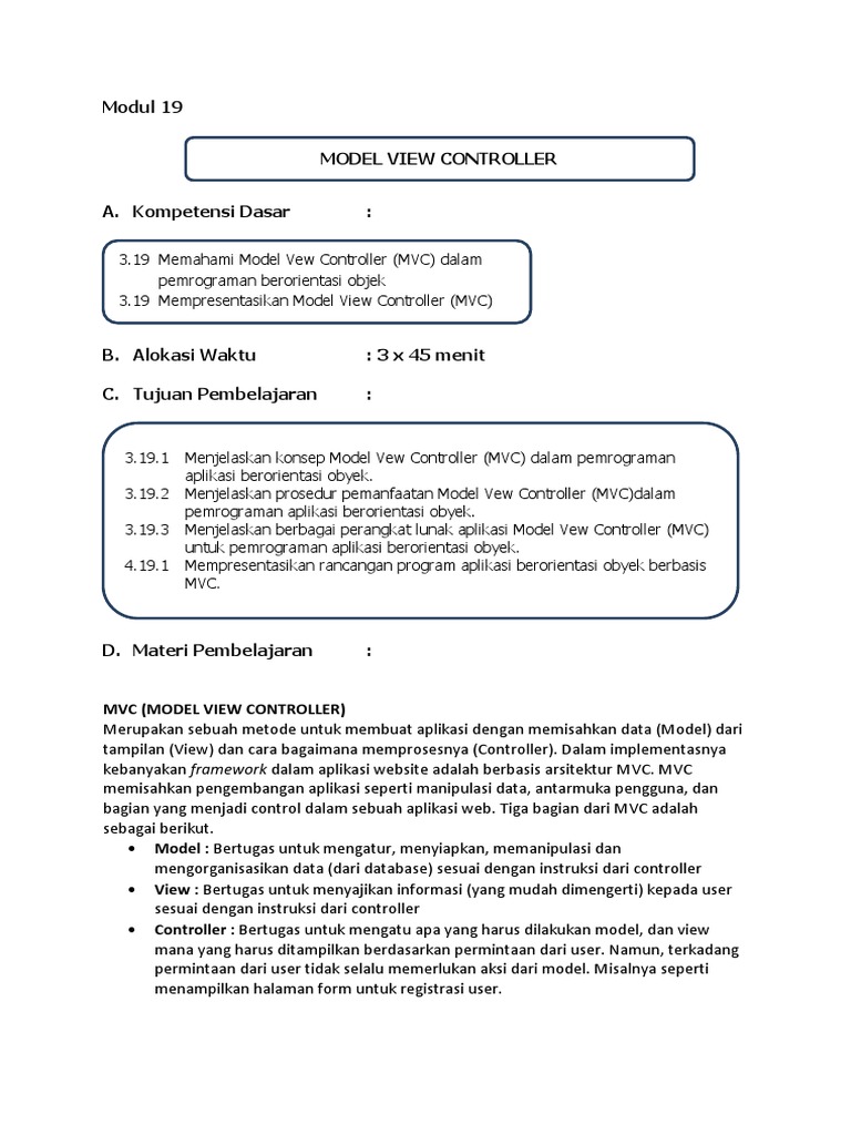 Modul KD 19 Model View Controller | PDF | Seni | Komputer