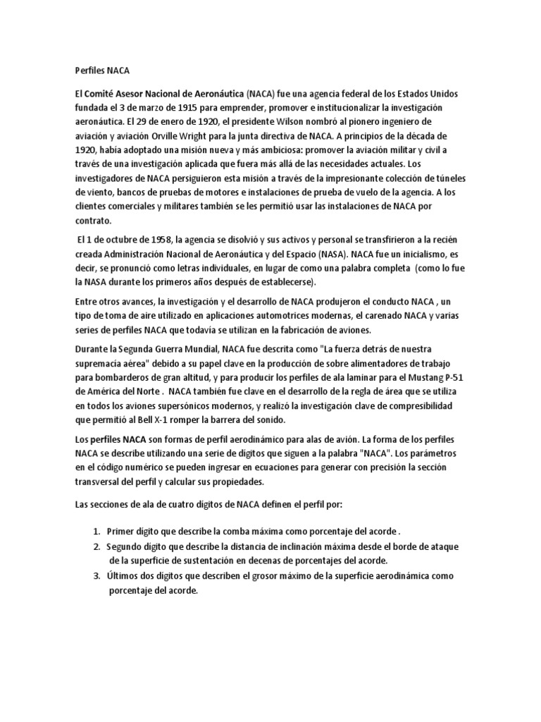 Perfiles NACA | PDF | Avión | Nasa