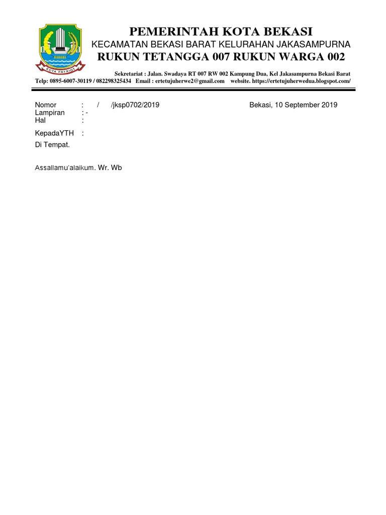 Kop Surat Rukun Tetangga 07 02 | PDF