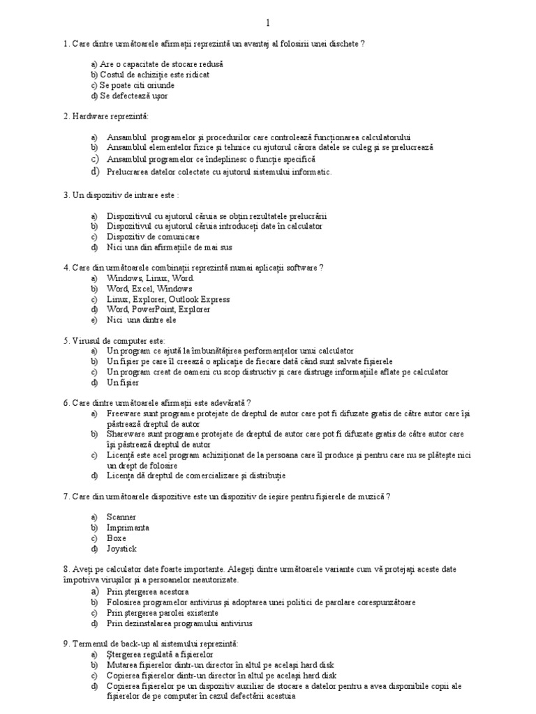Simulari Modulul 1 | PDF