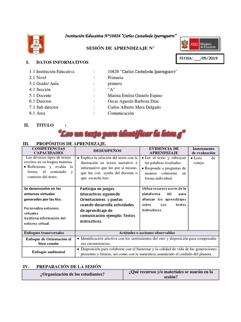 SESION 6 Leemos Un Texto Con Letra P Y VOCALES | Aprendizaje | Salón de ...
