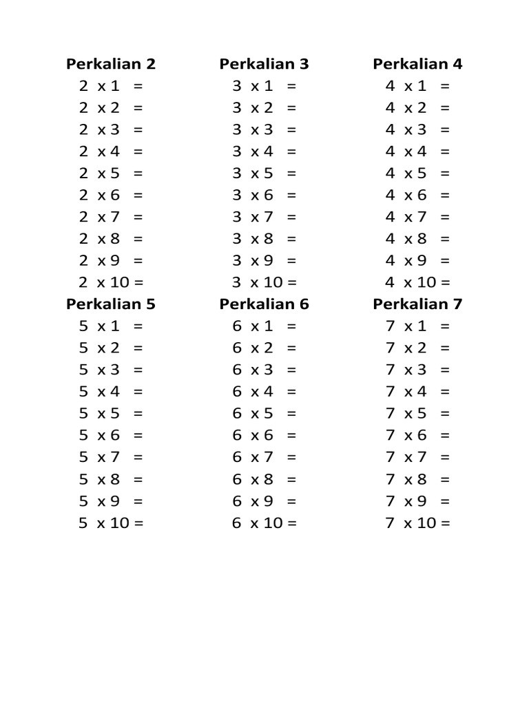 Tabel Perkalian | PDF