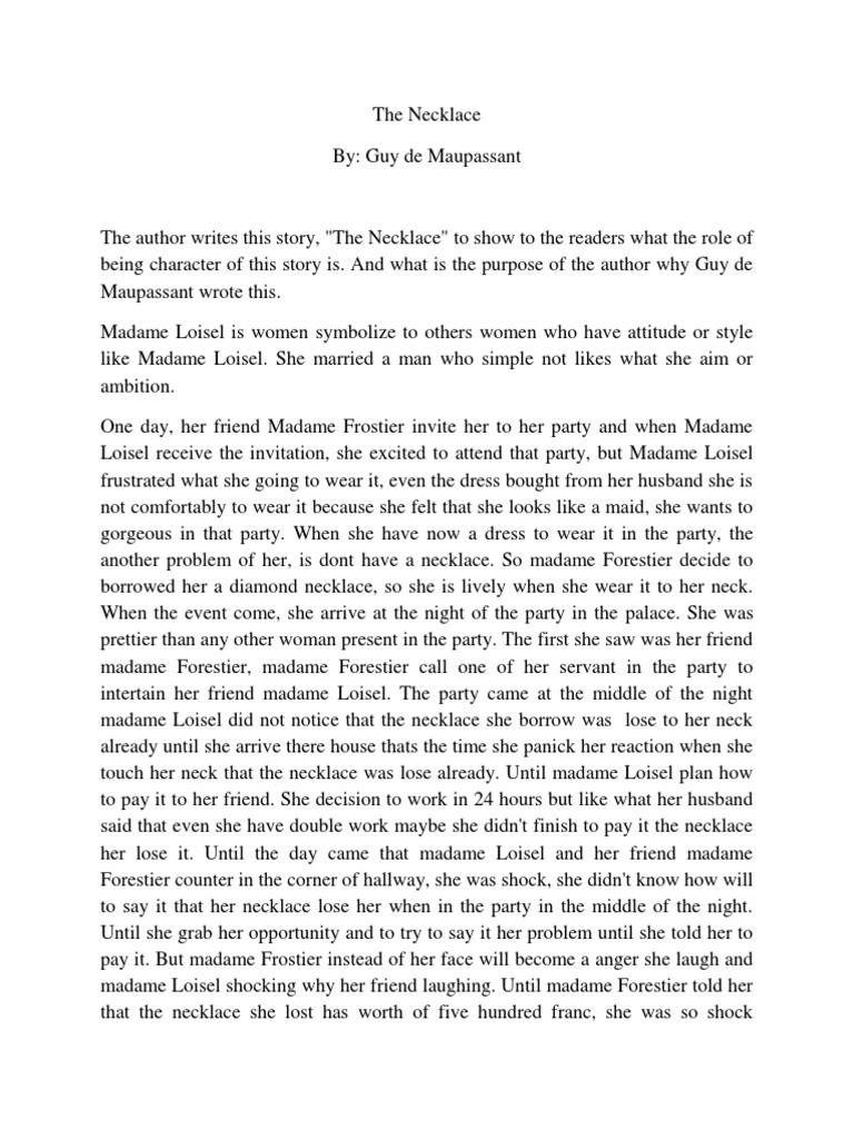 The Lessons of Vanity: An Analysis of Guy de Maupassant's Short Story ...