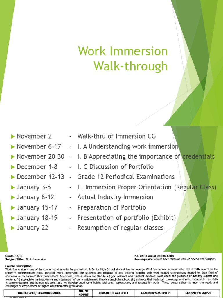 Senior High Work Immersion Guide | PDF | Employment | Occupational ...