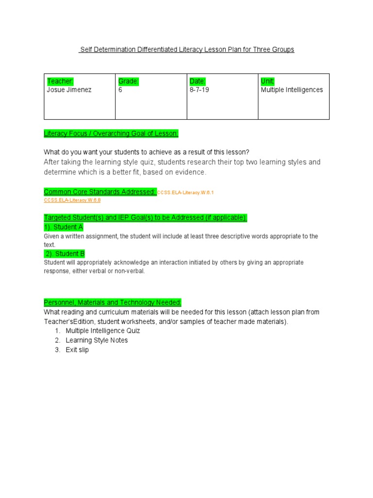 Tpe 4 | PDF | Lesson Plan | Learning Styles