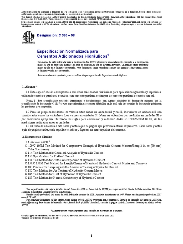 Astm C595 | PDF | Cemento | Aluminio