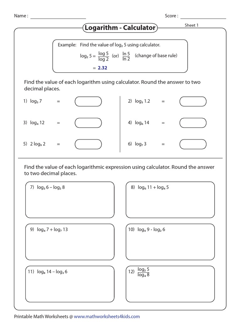 Logarithm - Calculator: Find The Value of Each Logarithm Using ...