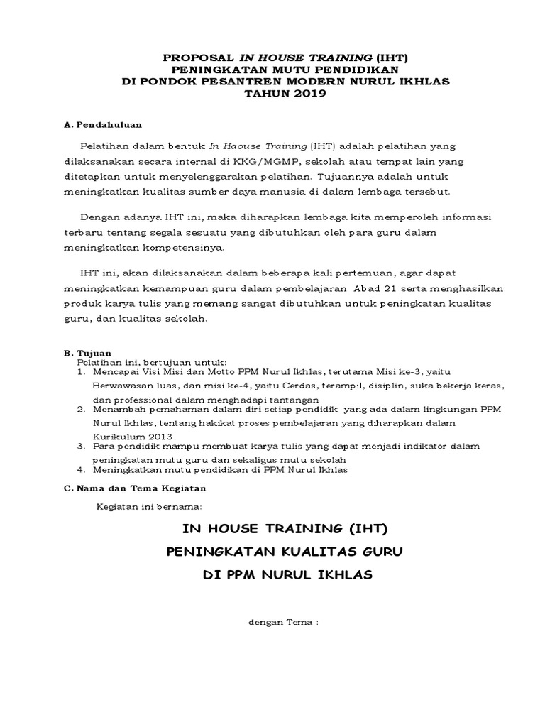 Proposal Iht Ppmni Revisi | PDF