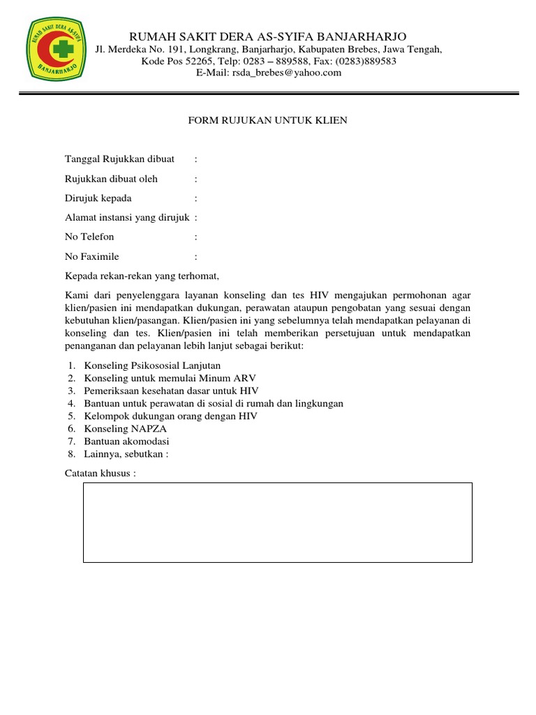 Form Rujukan Hiv | PDF