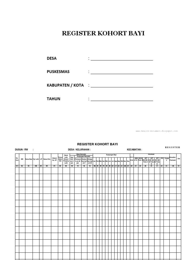 Register Kohort Bayi | PDF