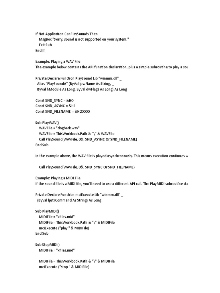 Excel Macro Play Sound Pdf 