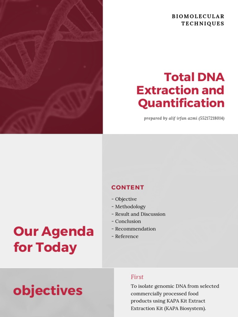 Total DNA Extraction and Quantification: Biomolecular Techniques | PDF ...