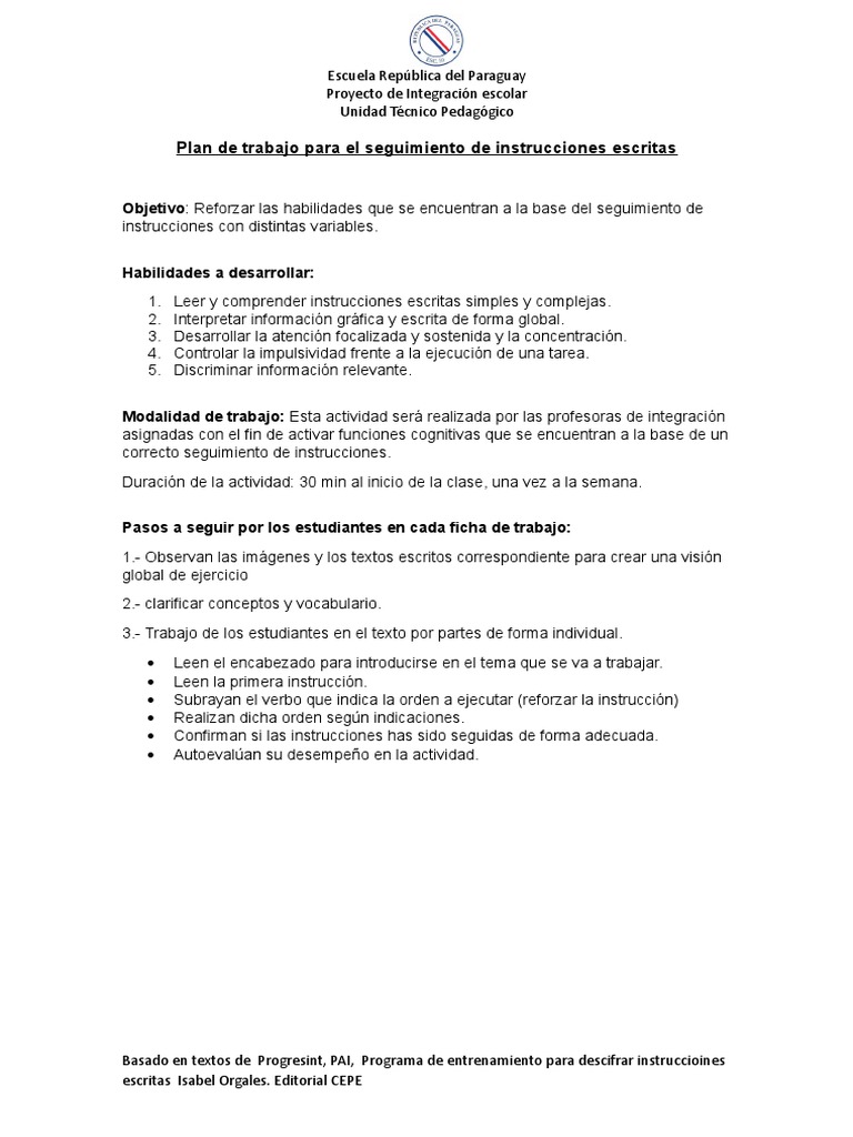 Actividades para Seguimiento de Instrucciones | PDF