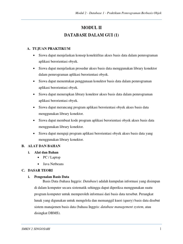 PBO 16 GUI - 2 (Database 1) | PDF | Teknologi & Rekayasa