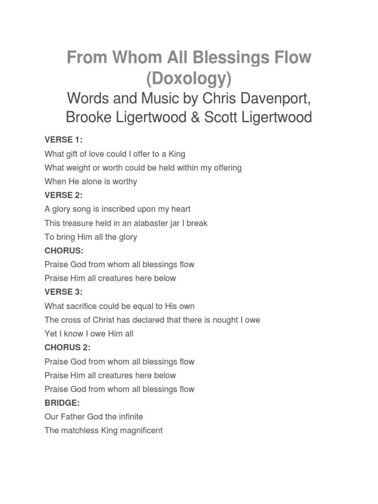 From Whom All Blessings Flow | PDF