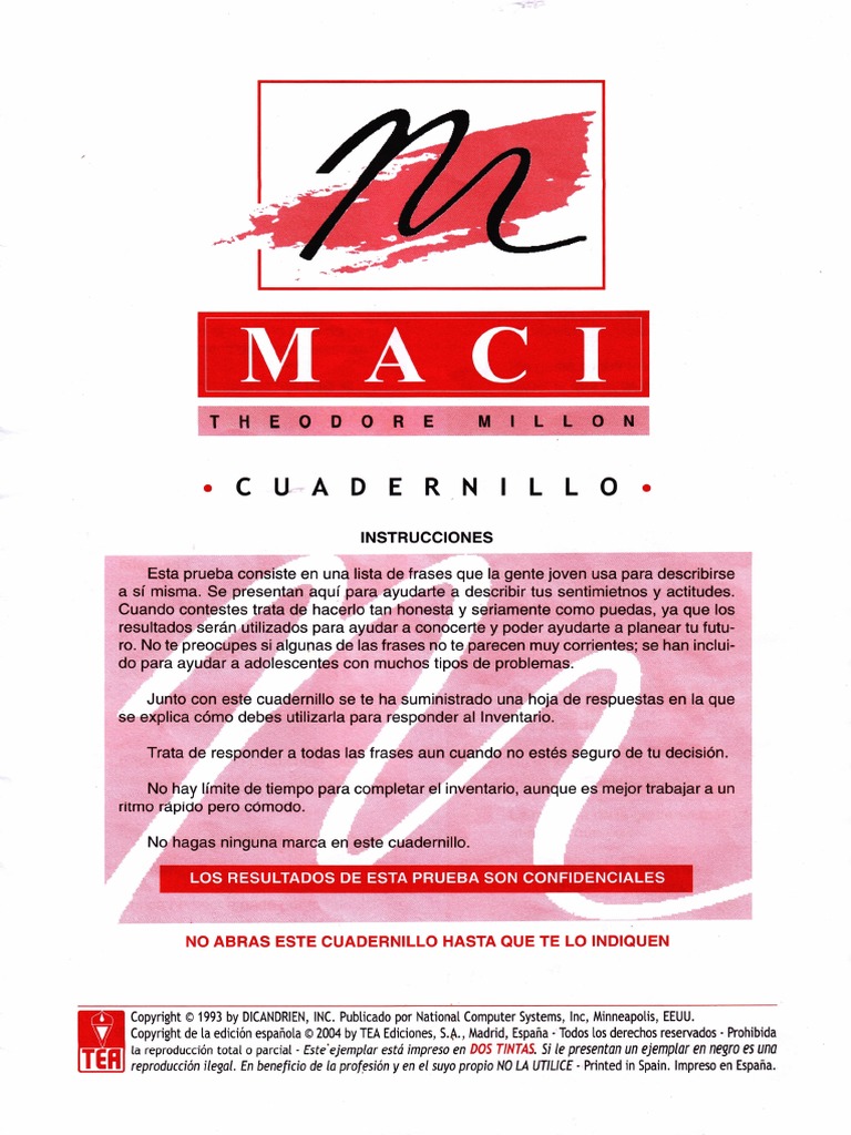 Test de Maci Cuadernillo | PDF