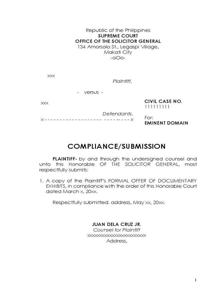 Compliance Submission to Court Order | PDF