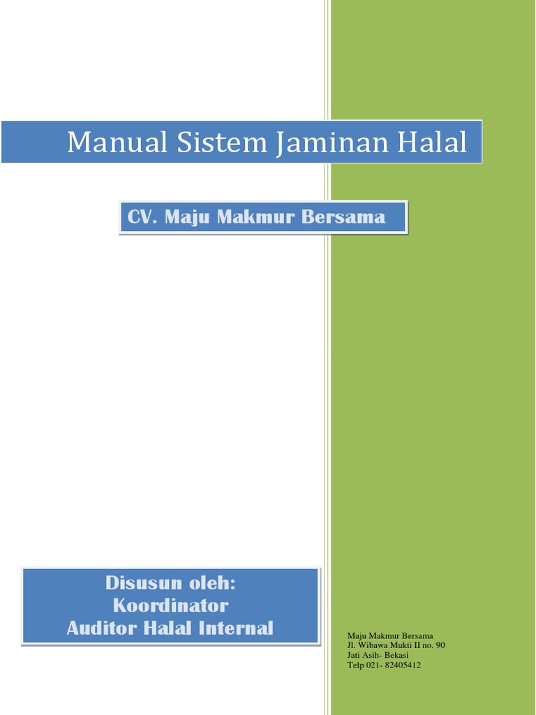 MANUAL Sistem Jaminan Halal - 2012 | PDF