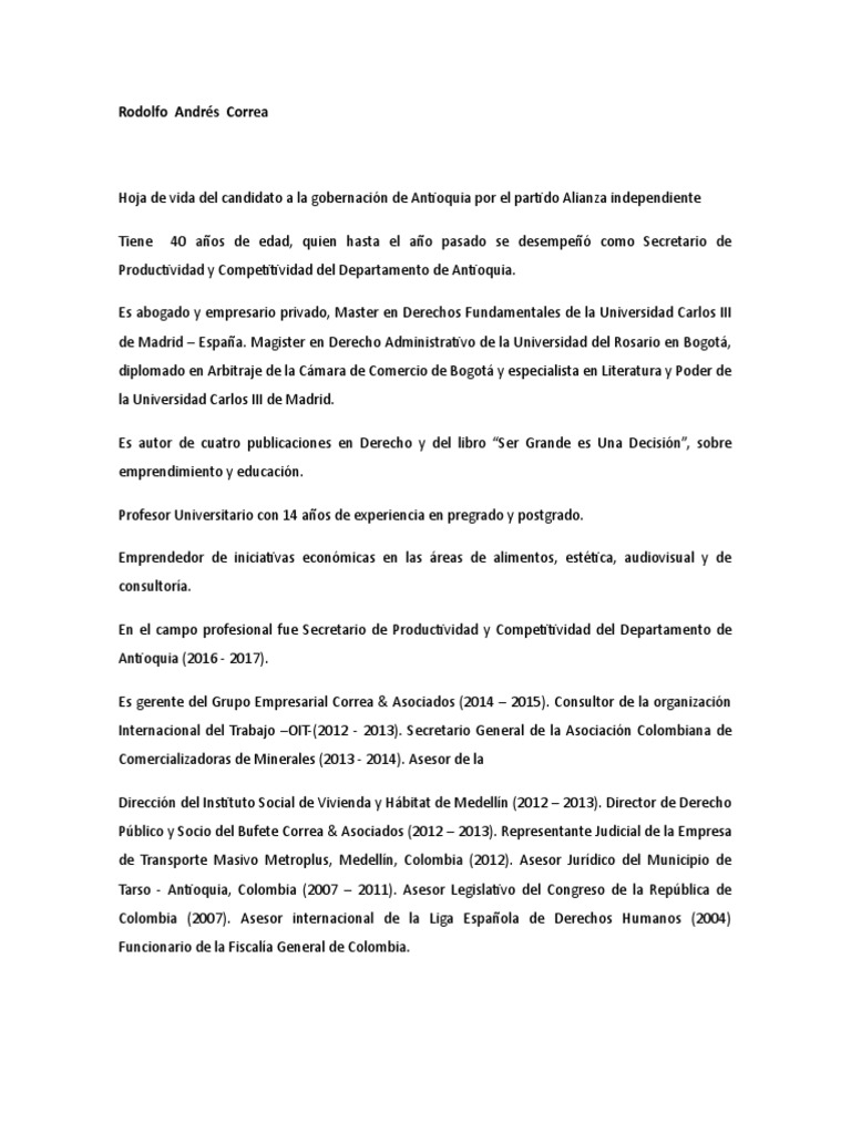 Rodolfo Andrés Correa | PDF | Colombia | Bogotá